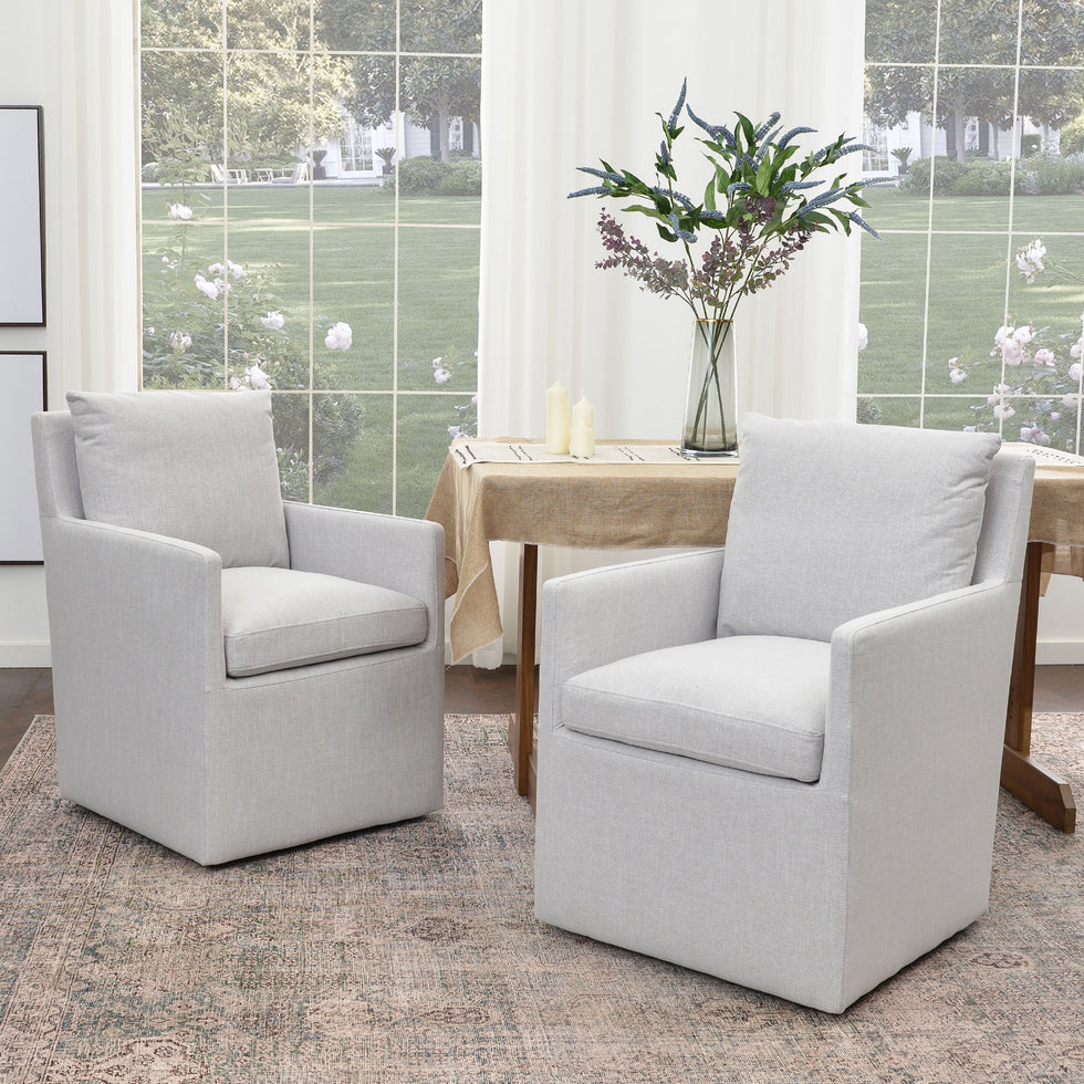 Sean Performance Dining Chair with Casters | Upholstered Dining Chairs ...