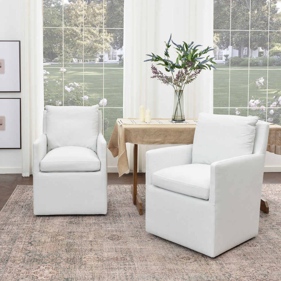 Sean Performance Dining Chair with Casters | Upholstered Dining Chairs ...
