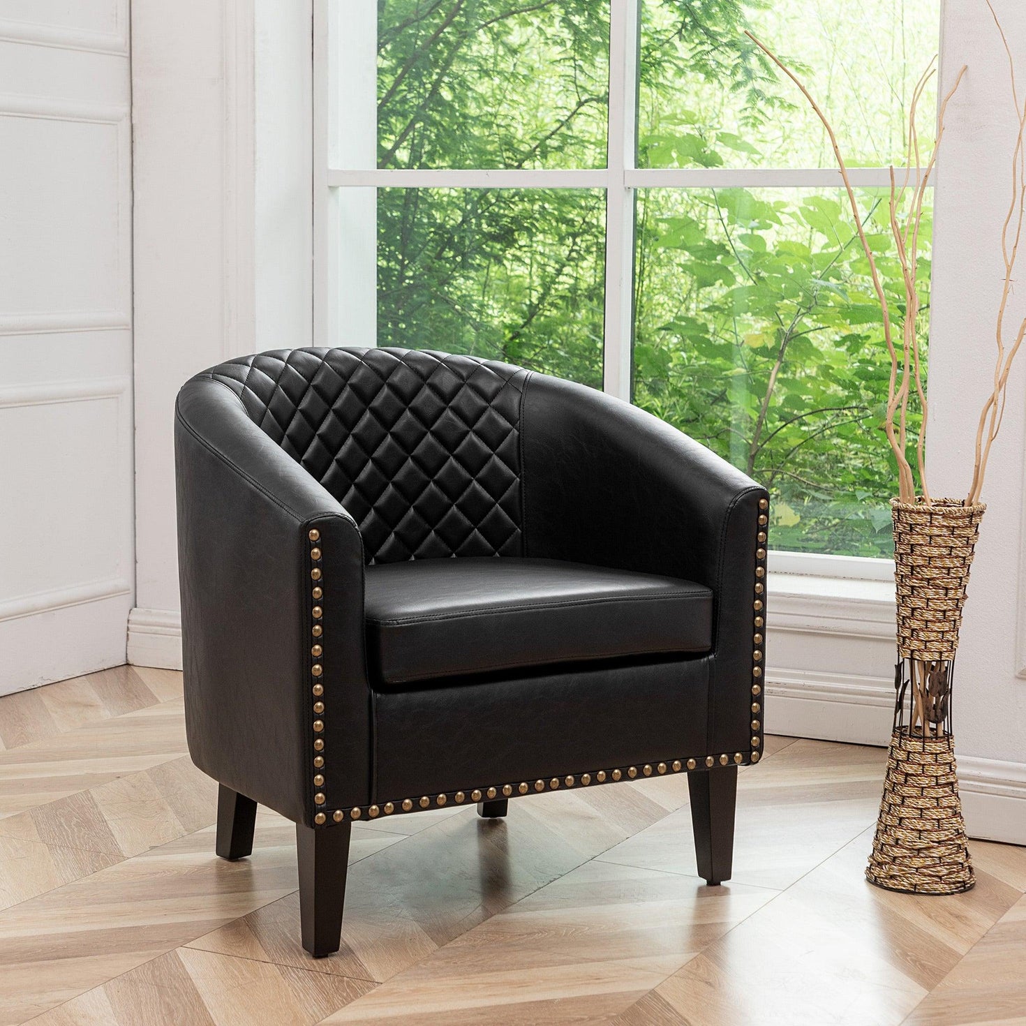 Logan Faux Leather Tufted Club Chair | Leather Accent Chairs – Kinwell ...