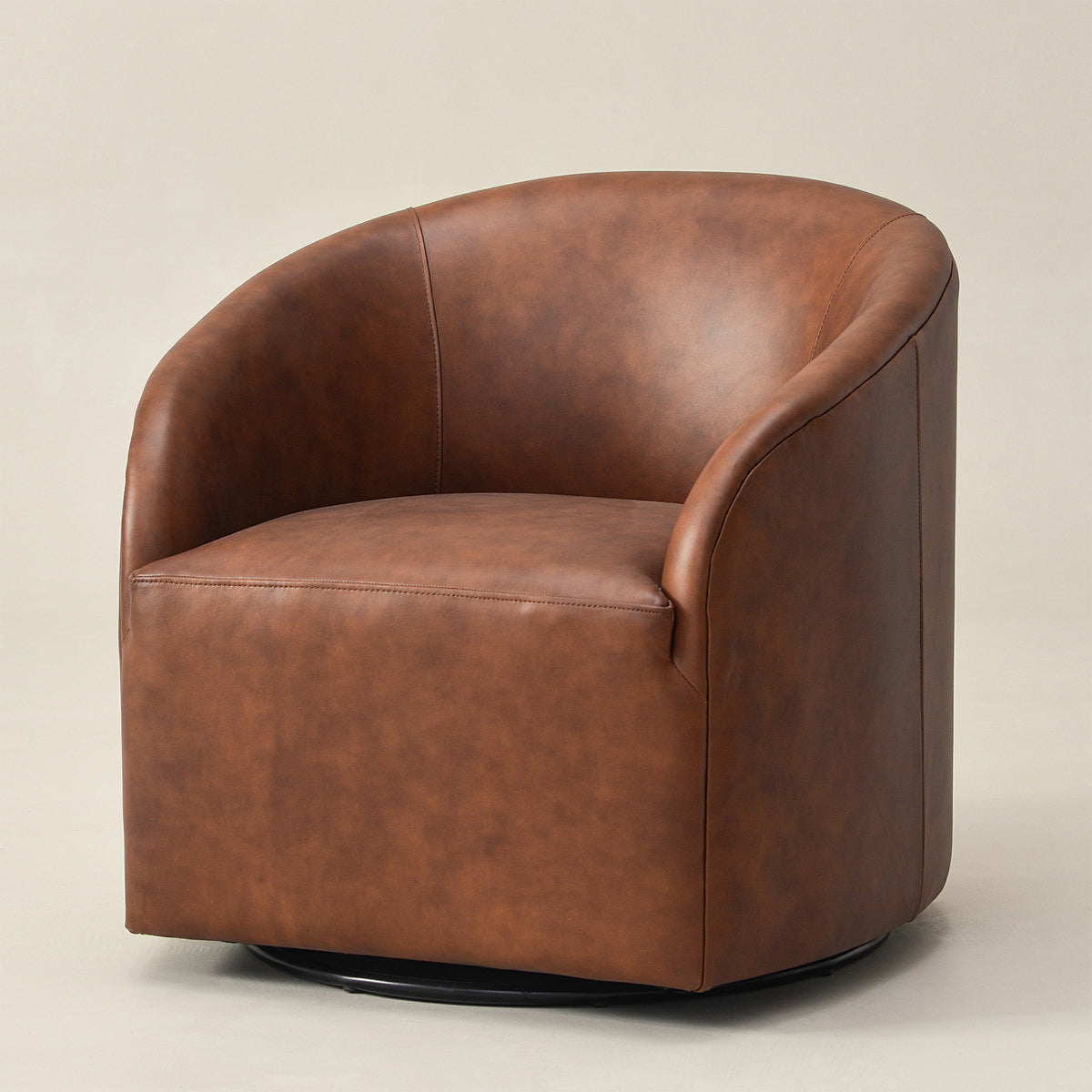 Susie Leather Swivel Barrel Chair | Leather Accent Chairs – Kinwell ...
