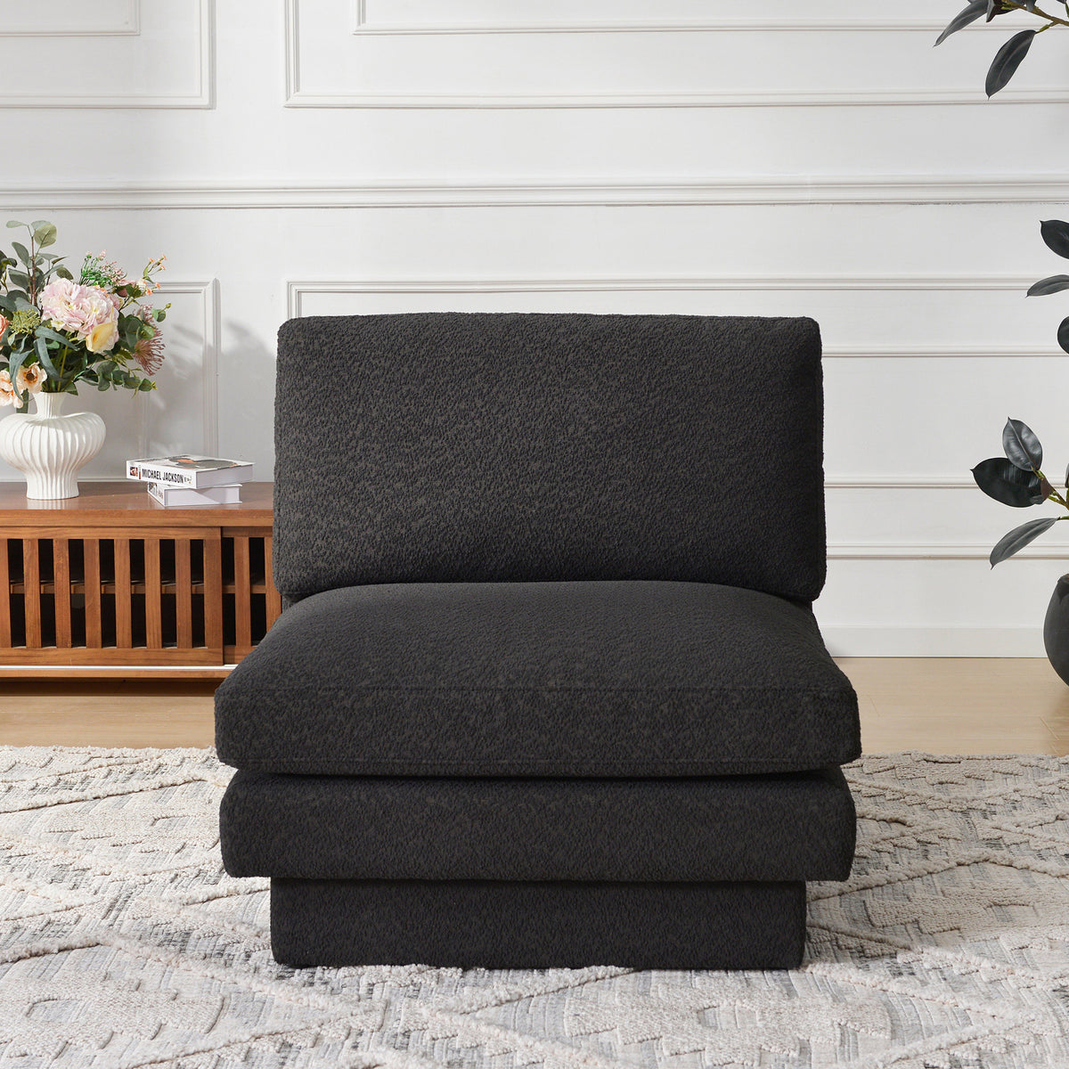 Montyne Bouclé Armless Chair | Modern Accent Chairs – Kinwell Furniture