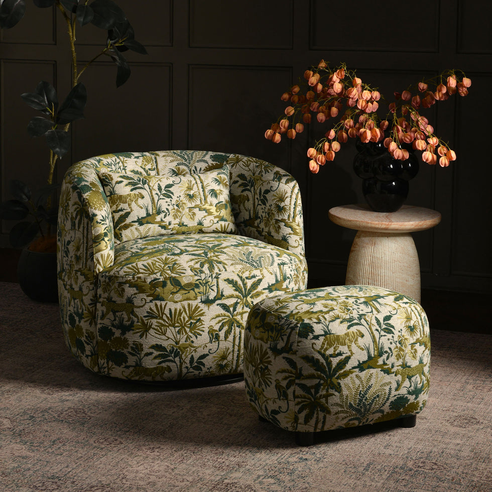 Kinwell Exclusive | Elmer Embroidered Fabric Ottoman – Kinwell Furniture