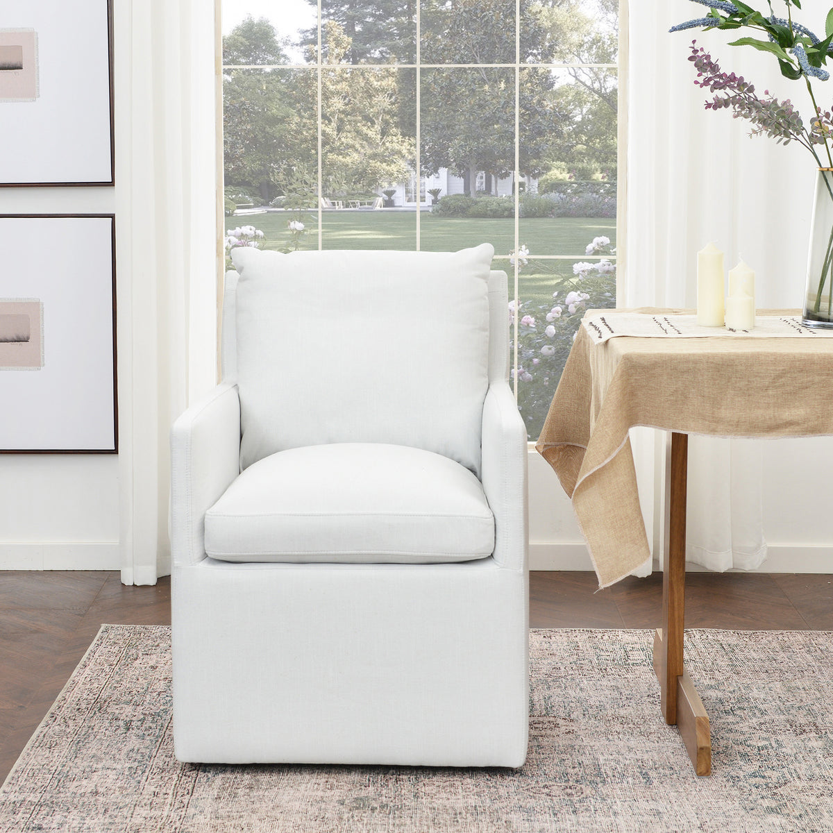 Sean Performance Dining Chair with Casters | Upholstered Dining Chairs ...