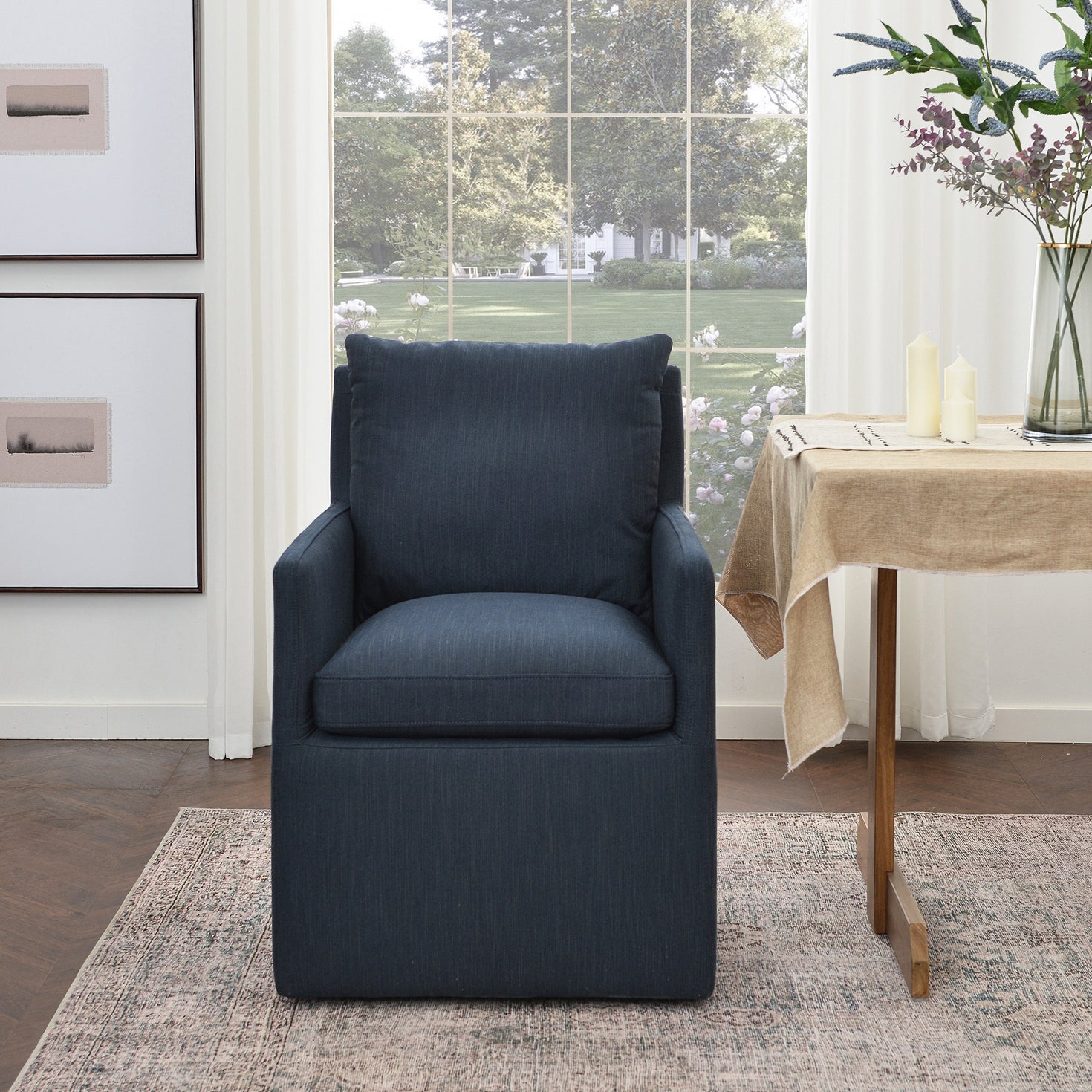 Sean Performance Dining Chair with Casters | Upholstered Dining Chairs ...