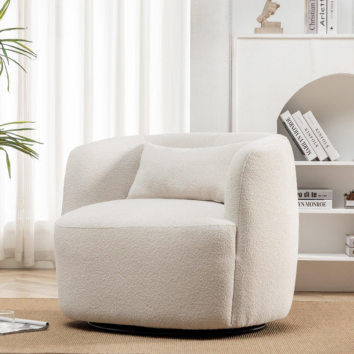 Ashlie Bouclé Swivel Barrel Chair | Kinwell Furniture