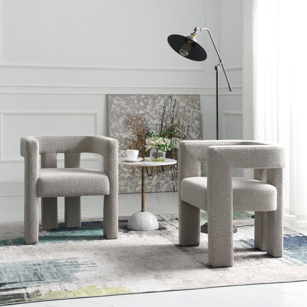Hal Modern Bouclé Armchair Set | Modern Accent Chairs – Kinwell Furniture